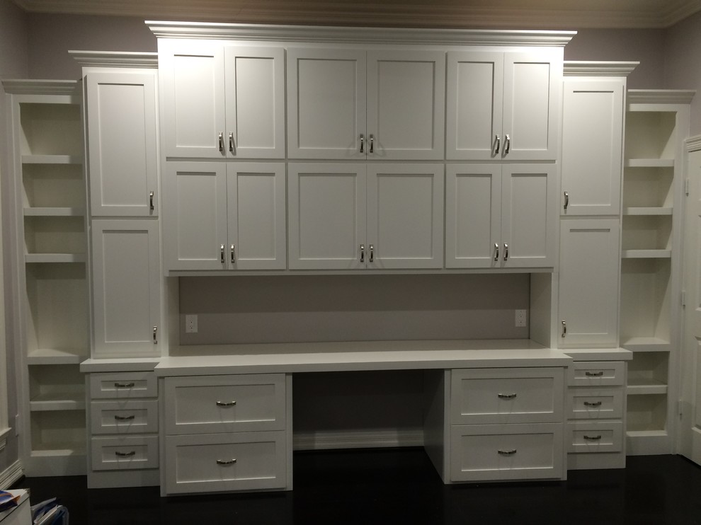 Shaker 3 tiered storage cabinet with lateral files, work space and open ...