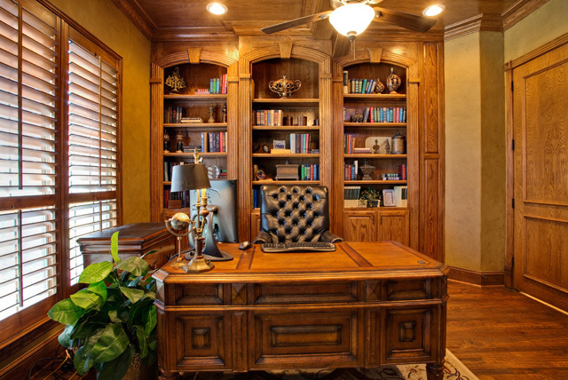 Stained Wood Traditional Home Office - Traditional - Home Office ...