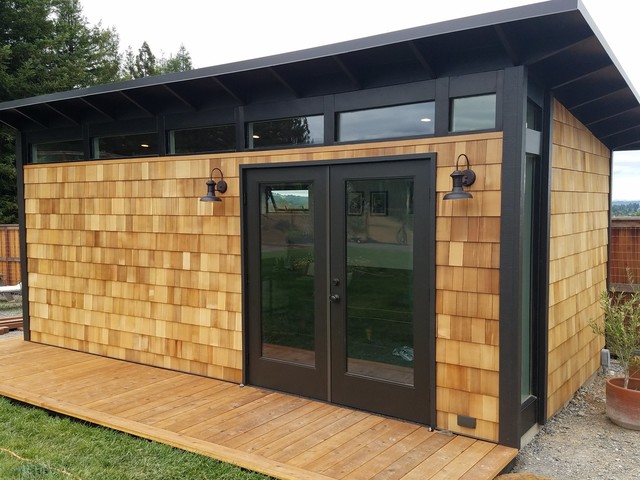 Studio Shed Office with Cedar Shake Siding - Contemporary - Home Office ...