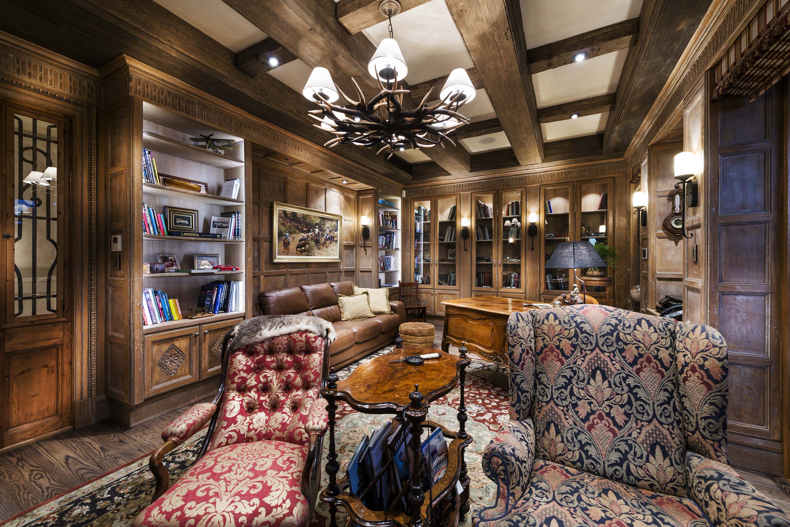 Rustic Wood Coffered Ceiling