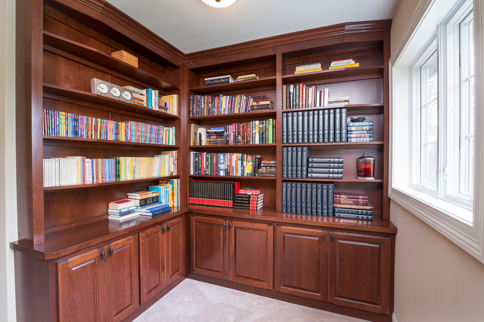 Traditional Library with Cherry Raised Panel Doors and Wood Countertops ...