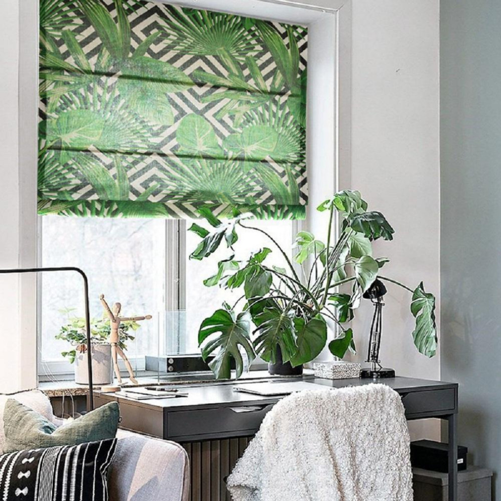 Traveler Tree Quick Fix Washable Flat Fold Roman Shades, Window Blinds ...