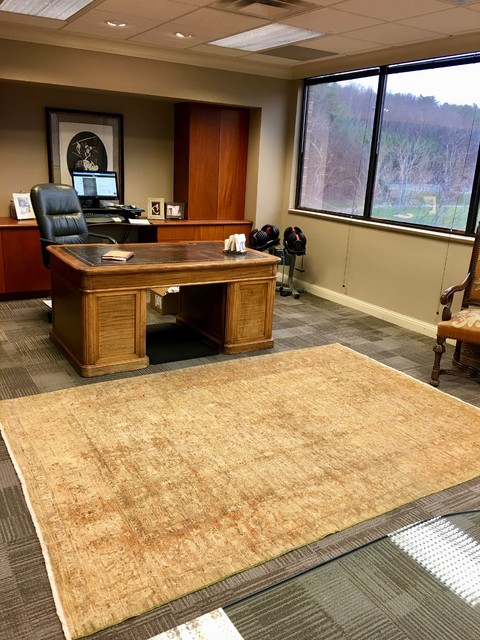 Vintage Oushak adds stately elegance to Mr. Mayor's office... - Traditional - Home Office ...