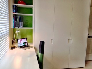 Wardrobe, desk and window seat storage - Contemporary - Home Office ...