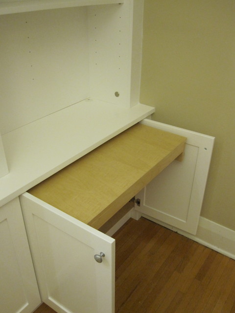 White bookcases with built in desk - Traditional - Home Office ...