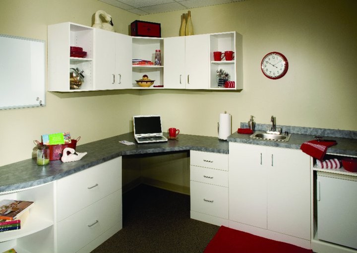 White Laminate Office with Kitchenette - Contemporary - Home Office ...
