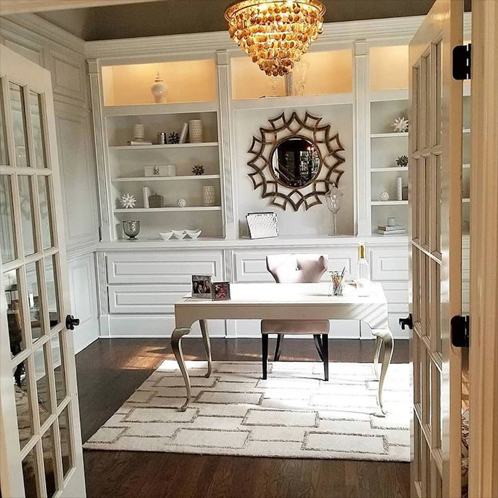 White on White Monochrome Library - Transitional - Home Office ...