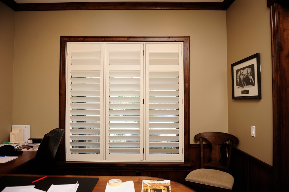 White Plantation Shutter Install - Traditional - Home Office - Salt ...