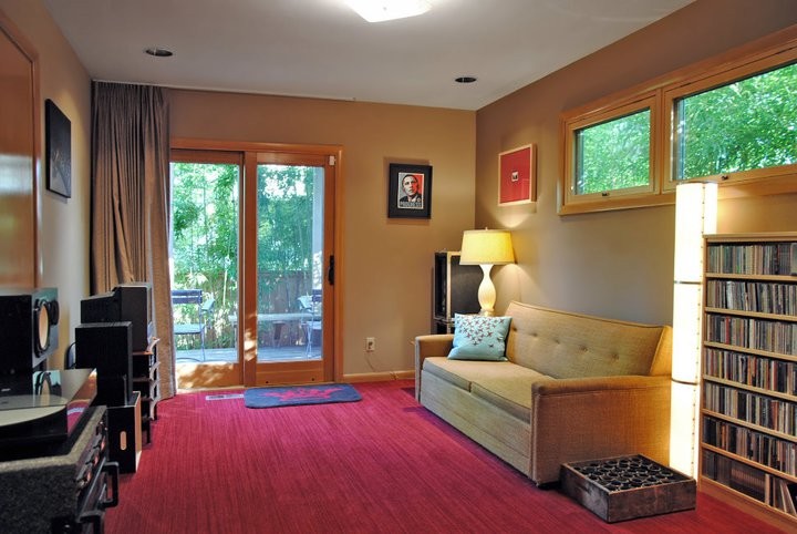 1954 birkemeier home - music listening room - Modern - Home Theater ...