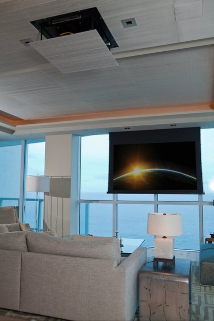 Automated Projector and Screen - Contemporary - Home Cinema - Miami ...