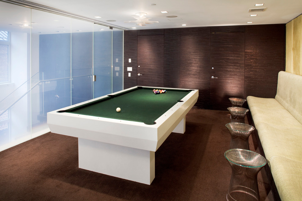 Billiard Room in Amenity Space - Contemporary - Home Theater - New York ...