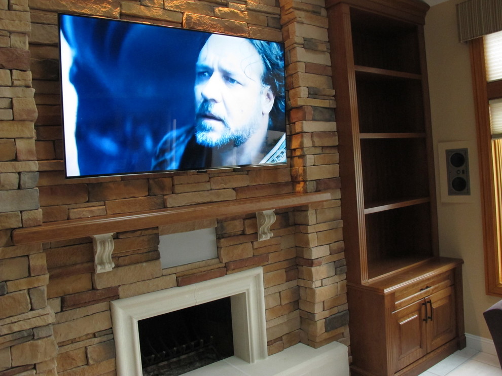 Custom Fireplace & TV Cabinets - Transitional - Home Theater - New York ...