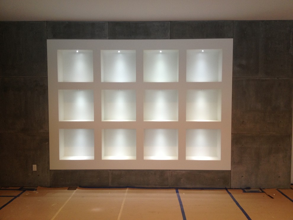 fireplace surround - Modern - Home Theater - Seattle - by ACW | Houzz