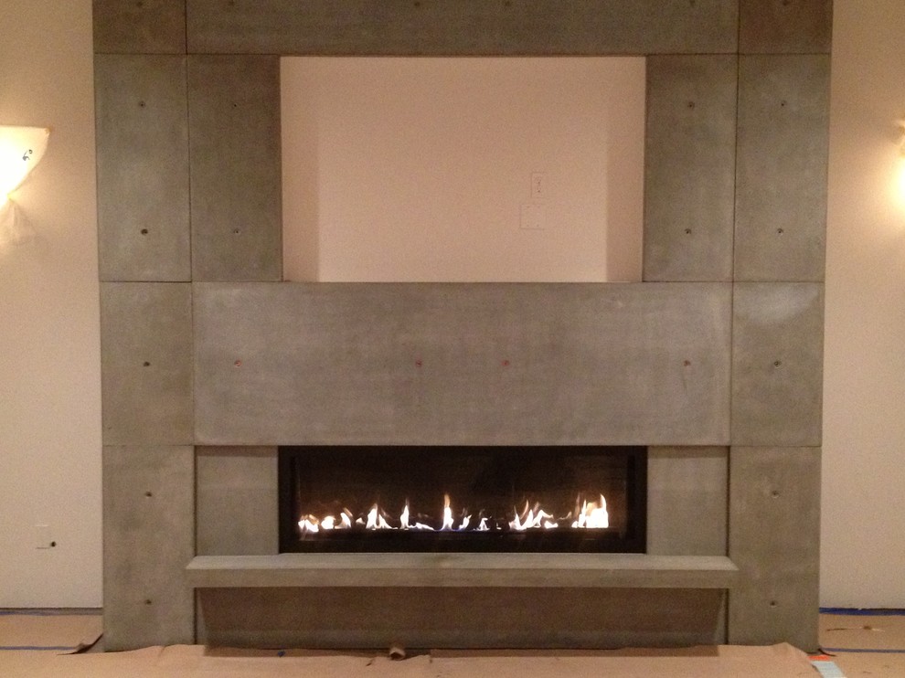 fireplace surround - Modern - Home Theater - Seattle - by ACW | Houzz