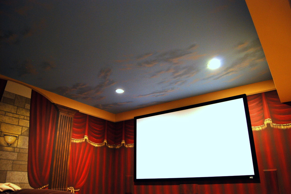 Home Theater Mural by Tom Taylor of Mural Art LLC, hand-painted in a ...