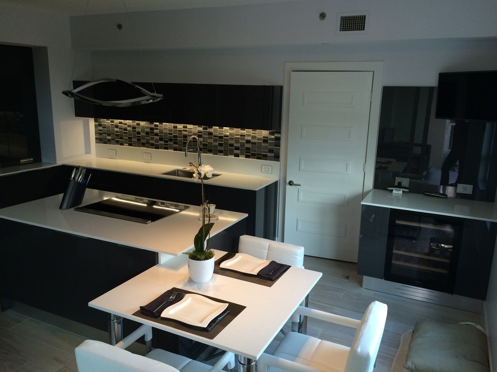 KITCHEN EXTENDING TO THE NEXT .."ROOM" - Contemporary - Home Theater ...