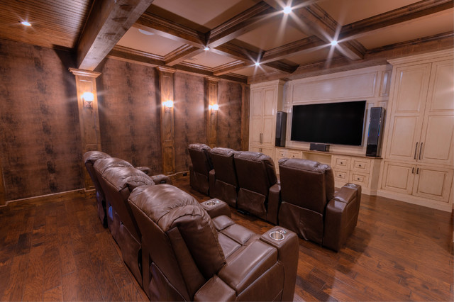 "Mountain Lodge" basement - Rustic - Home Theatre - Atlanta - by Studio ...