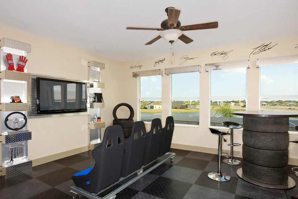 NASCAR room - Eclectic - Home Theater - Tampa - by Cardel Homes | Houzz