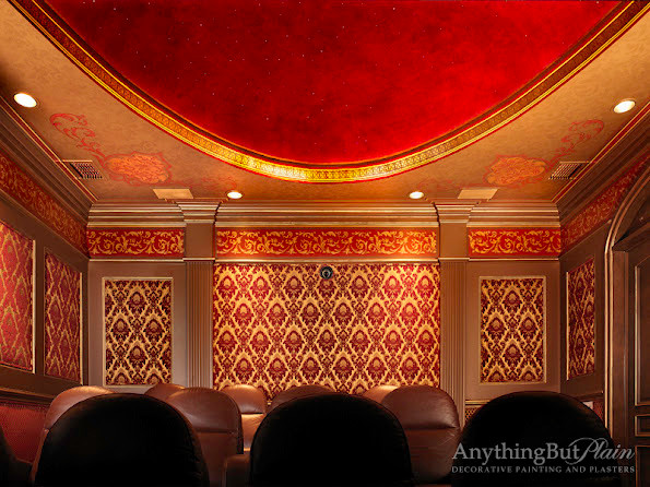 Red Theater Room - Traditional - Home Theater - Houston - by Anything ...