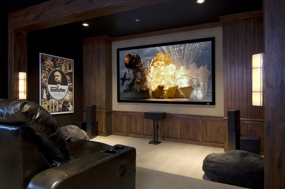 Sophisticated Cabin Theater Room - Eclectic - Home Theater - Phoenix ...