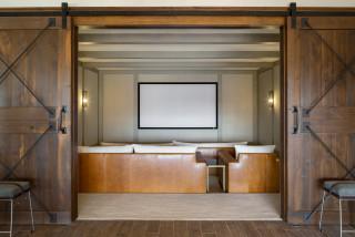 Waterford Residence Lower Level Movie Theater & Media Room - Rustic ...