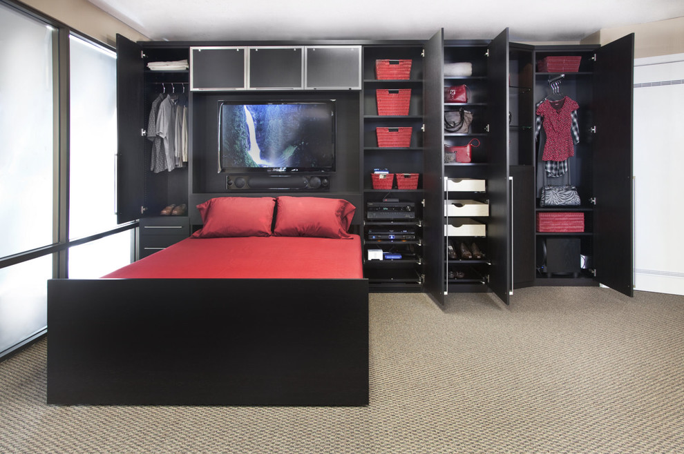 Zoom-Room Wall Bed & Custom Cabinetry - Contemporary - Home Theater ...