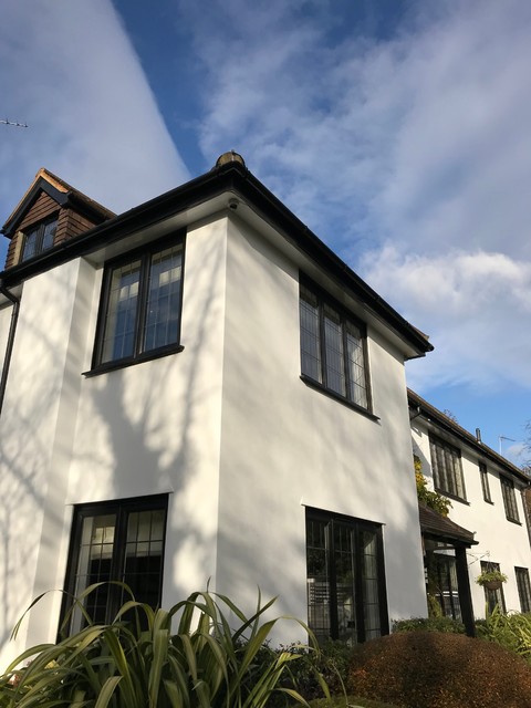 Black Slimline uPVC windows with square leading - Modern - House ...