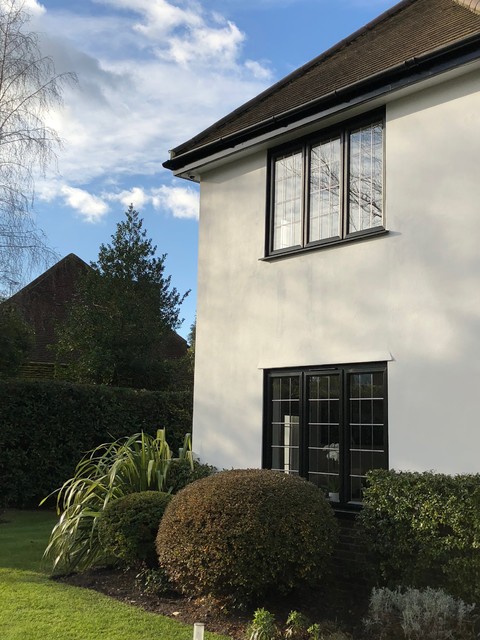 Black Slimline uPVC windows with square leading - Modern - House ...