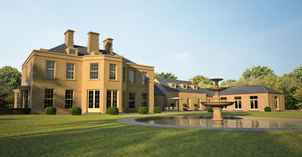 Cotswold Stone Clad Country House with Triple Garage and Swimming Pool ...