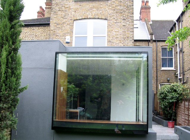 Floating Structural Glass Box with Rendered Walls and Storage Unit ...