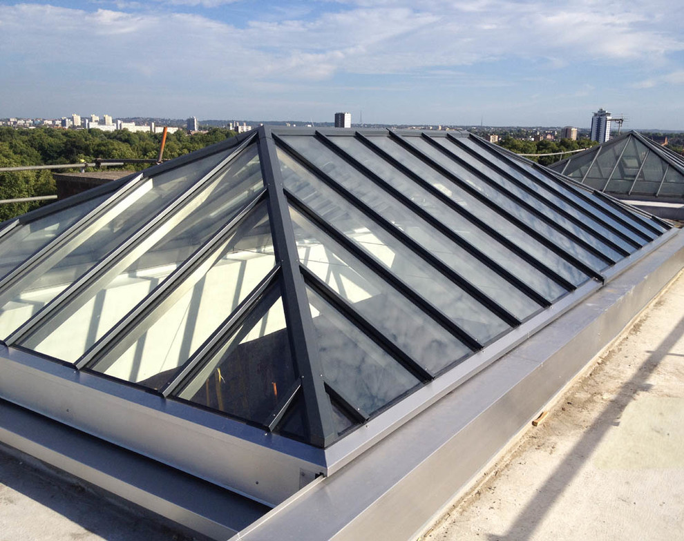 retractable pitched roof over pool - Contemporary - Exterior - London ...