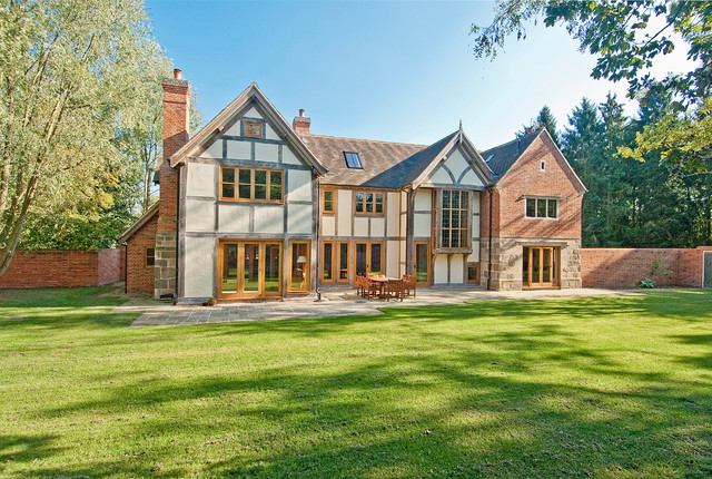 Traditional oak framed manor style home - Traditional - House Exterior ...