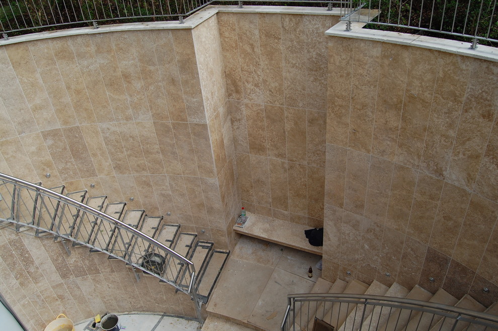Travertine exterior staircase - Contemporary - Exterior - London - by ...