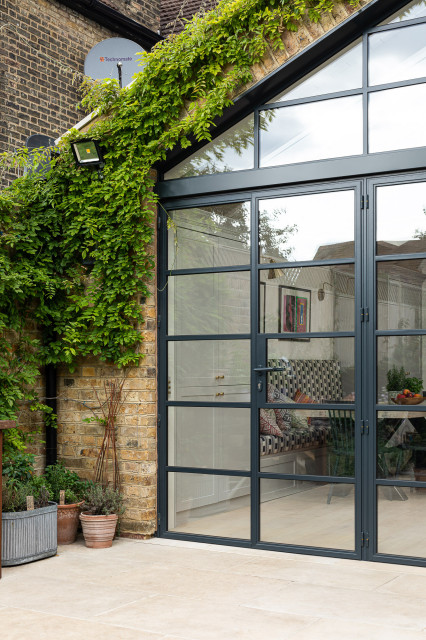 Triple external steel doors with triangular fix - Victorian - Exterior ...