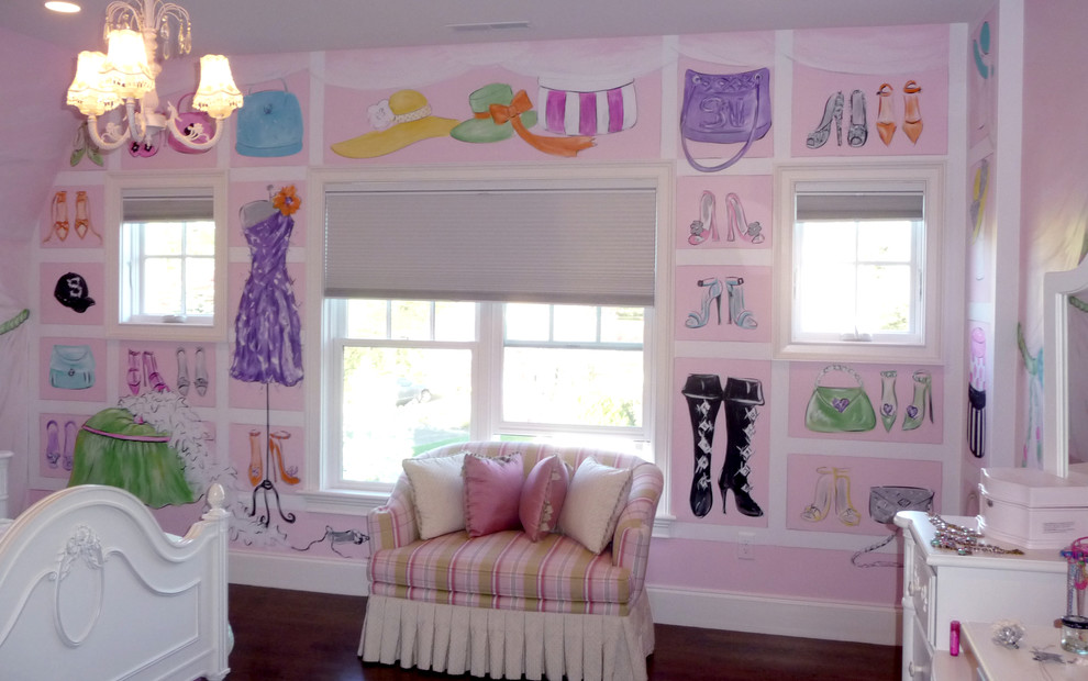 Girl's Room Mural Walk in Closet Shopping Mural - Traditional - Kids ...