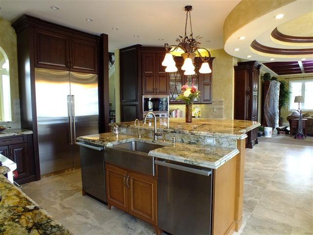 2 Level Kitchen Island with Double Dishwashers - Traditional - Kitchen ...
