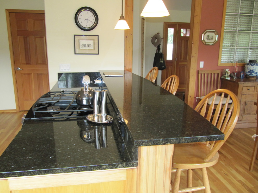 3cm Uba Tuba Granite raised eating bar with radius, - Transitional ...