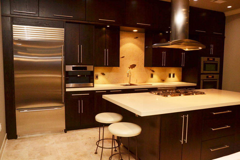 50 Million Year Old Fossil Backsplash - Contemporary - Kitchen ...