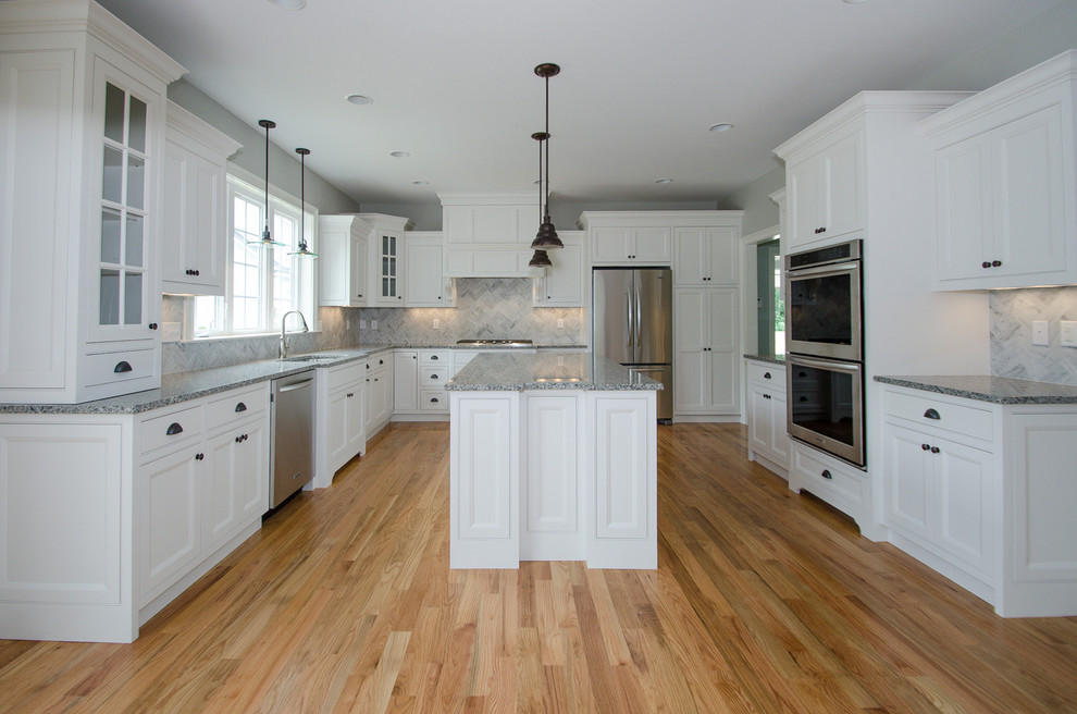 #7413 Beaded Inset Kitchen: Painted Dove White - Transitional - Kitchen ...