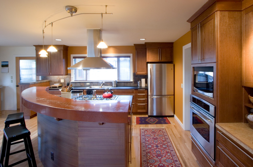 A cool, curved, concrete countertop - Contemporary - Kitchen - Seattle ...