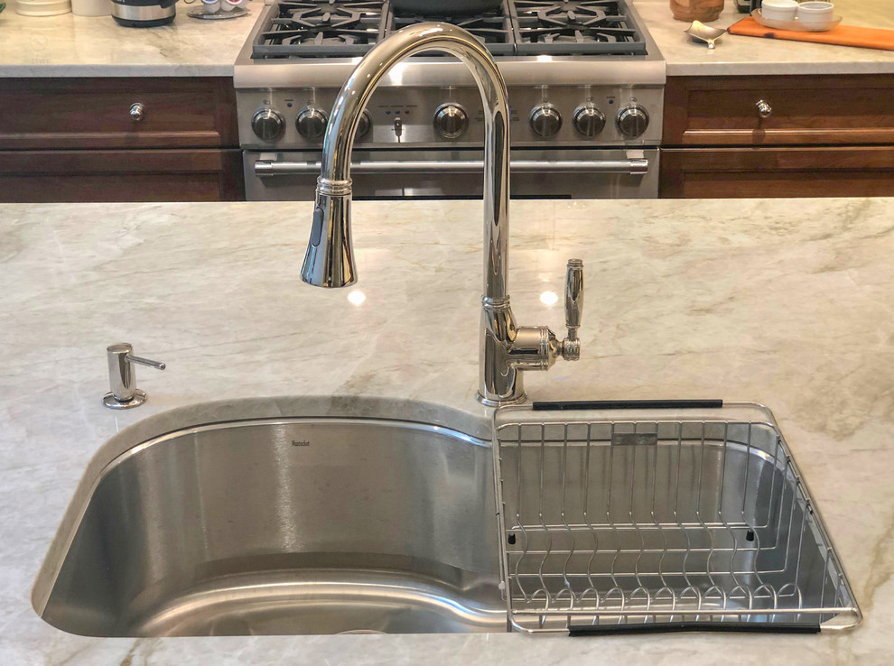 A Large Stainless Steel Undermount Sink - Transitional - Kitchen - New ...