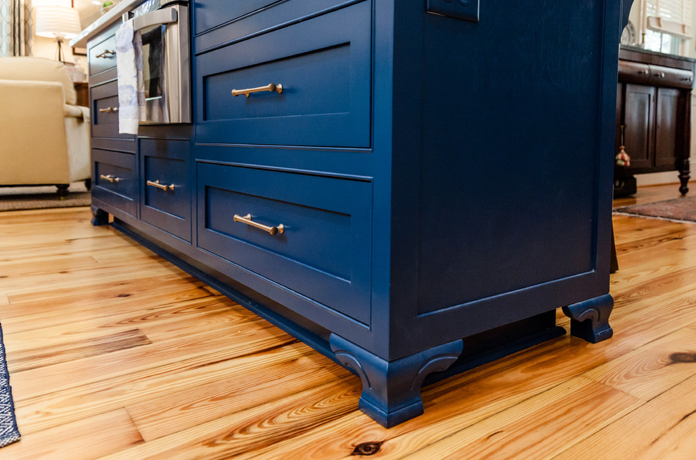 A Nautical Blue island with fancy feet! - Transitional - Kitchen ...
