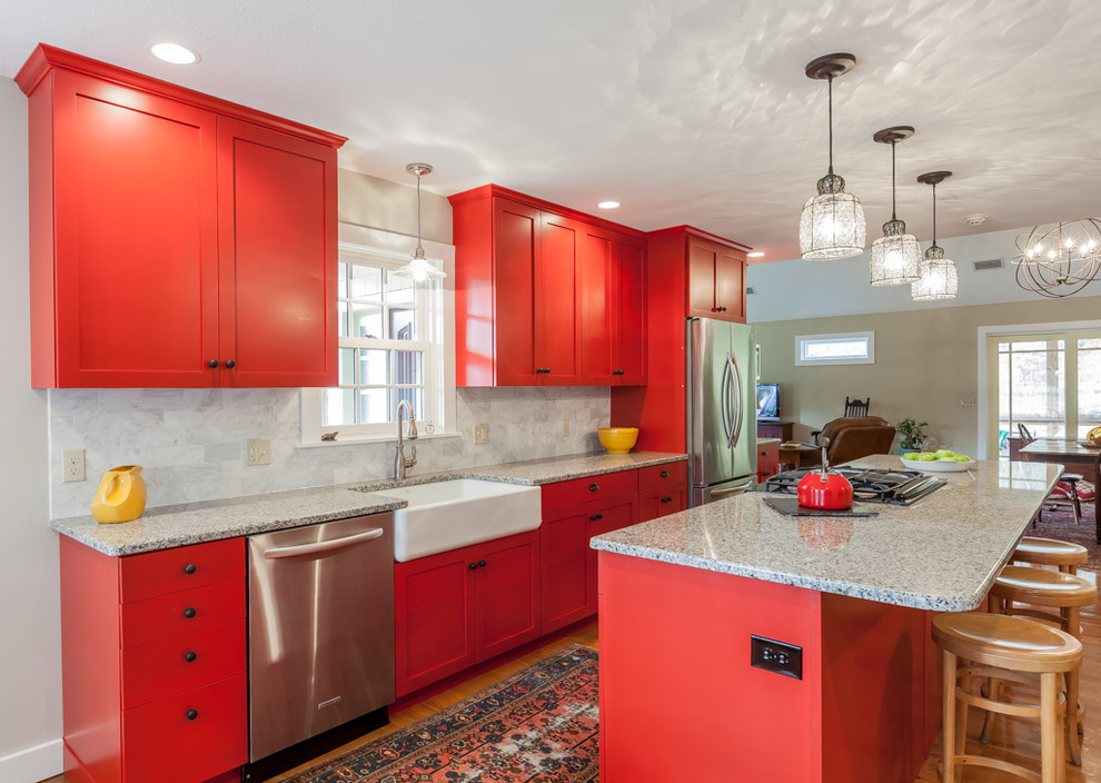 A Red Kitchen - Traditional - Kitchen - Boston - by Sandi Lanigan ...