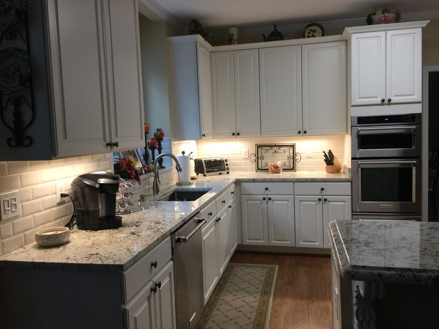 After - White Galaxy Kitchen countertops Transformation - Transitional ...