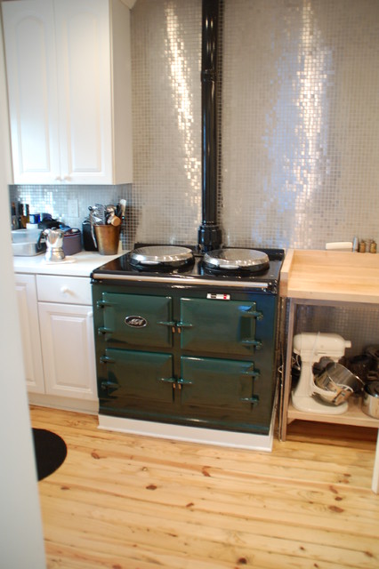 AGA Stove and Stainless Backsplash - Contemporary - Kitchen - Charlotte ...
