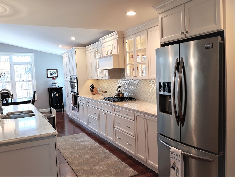 Amherst, Traditional White Kitchen & Desk - Traditional - Kitchen ...