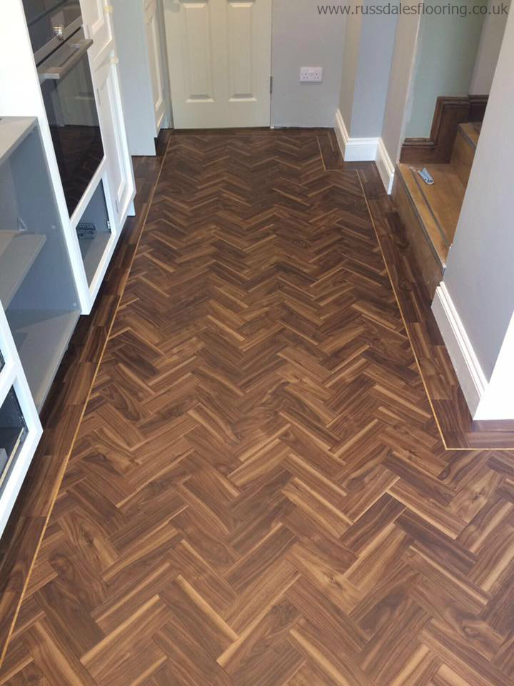 Amtico Signature Wild Walnut 3×9″ Herringbone Floor - Kitchen - London ...