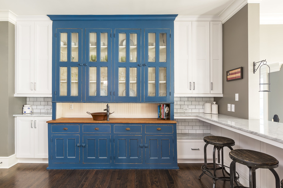 Antique Blue Hutch Kitchen - Transitional - Kitchen - Raleigh - by ...