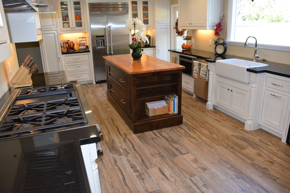 Antique Sand Through White Painted Kitchen with Alder Island ...