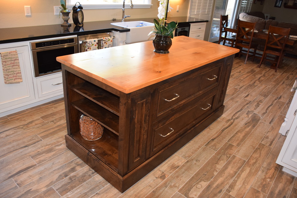 Antique Sand Through White Painted Kitchen with Alder Island ...